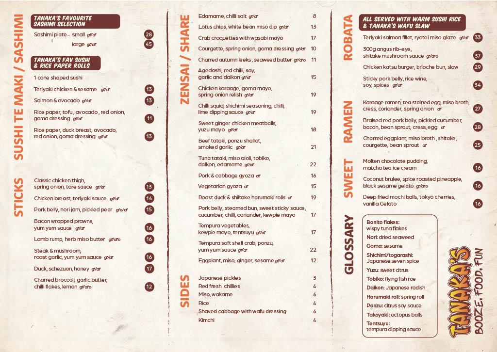 Menus Japanese Restaurant - Auckland